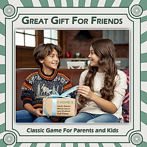 Home-X Jacks Game - Old School Jax Game with Red Rubber Bouncy Ball - Jacks Game with Ball Classic, Fun Game Gift of Jacks for Party Favor, Christmas Party - Kids, Adult, Vintage Retro Board Game