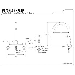 Kingston Brass FB7798NFLSP NuWave French 8" Centerset Kitchen Faucet, Brushed Nickel