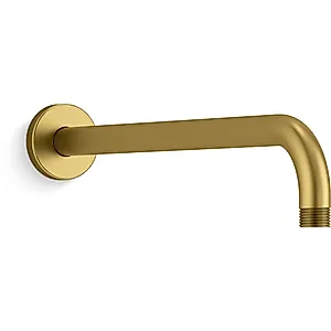 Kohler 26322-2MB Statement 15 1/2" Wall-Mount Single-Function rainhead arm and Flange, Vibrant Brushed Moderne Brass