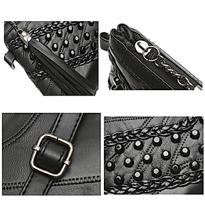 KARRESLY Women's Rivets Studded Shoulder Bag Black Tassel Clutch Bag Cross Body Bags(Black-3)