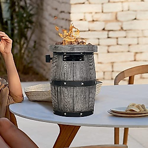 10 inch Portable Tabletop Fire Pit, Propane Concrete 10,000 BTU Tabletop Gas Firebowl, w/Lava Rocks, CSA Certification(Round)
