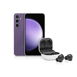 SAMSUNG Galaxy S23 FE Cell Phone (Purple) + $49.99 Buds FE (Graphite) 256GB Unlocked Android Smartphone w/ Long Battery Life and True Wireless Bluetooth Earbuds w/ Wing Tip Design, US Version, 2023