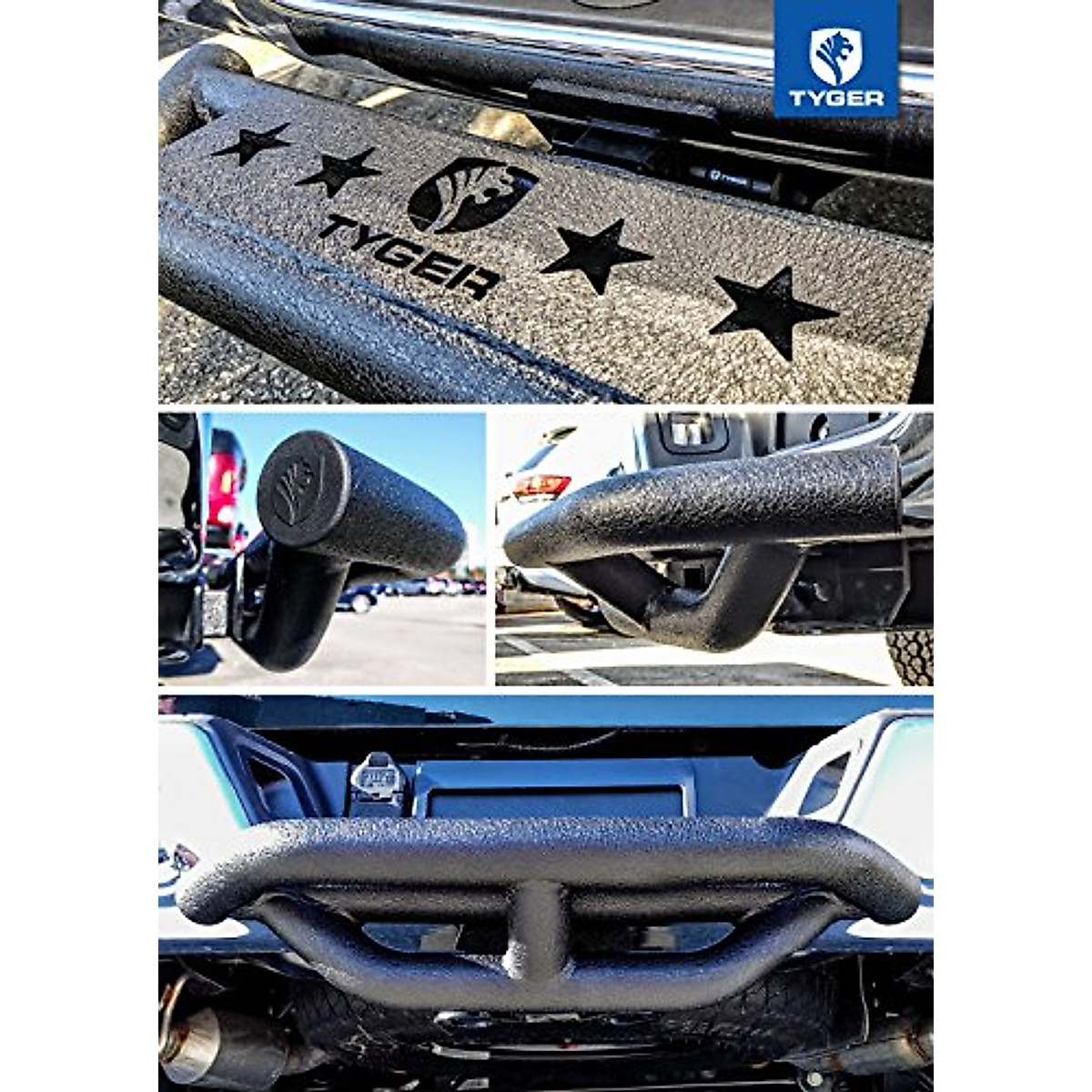 Tyger Auto TG-HS8U81238 Hitch Armor Compatible with Vehicles with 2" Hitch Receiver | Textured Black | Hitch Step | Rear Bumper Guard Protector | with Pin Lock and Stabilizer