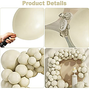 Sand White Balloons, 94 Pcs 18/12/10/5 Inch Nude White Balloons Different Sizes, White Cream Balloons Garland Arch Kit for Birthday Baby Shower Wedding Bridal Shower Party Decorations