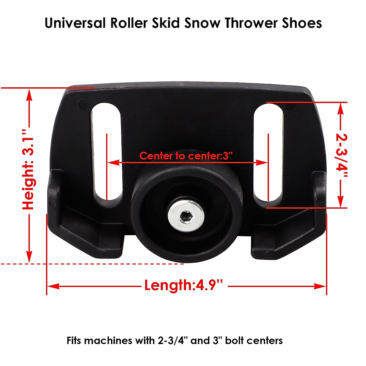 Universal Roller Snowblower Skid Shoes with Carriage Bolts for MTD Snow Thrower