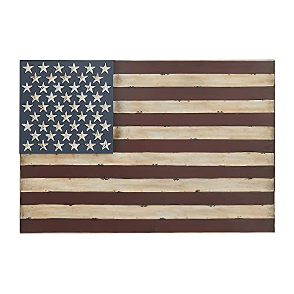 Deco 79 Metal American Flag Indoor Outdoor Wall Decor, 38" x 2" x 26", Red