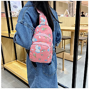 Hiflyer Kids Crossbody Bag Kids Sling Bags, Small Nylon Sling Bag for Kids Travel Bag for Kids, Cartoon Sling Bag for Kids (Pink)