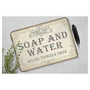 Fresh Soap and Water Hand Towels Free Tin 20X30 cm Retro Look Decoration Art Sign for Home Bathroom Farm Garden Garage Funny Wall Decor