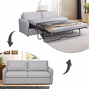 SumKea 78'' Sleeper Bed Couch Convertible Loveseat Plush Seat Cushions and Backrests, Lounge Sofa for Living Room, Apartment, Light Gray