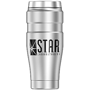 DC Comics The Flash STAR Labs Logo, THERMOS STAINLESS KING Stainless Steel Travel Tumbler, Vacuum Insulated & Double Wall, 16oz