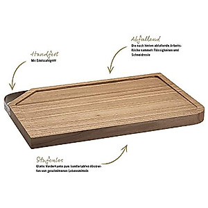 Rosle 15033 Cutting Board with Stainless Steel Handle, Wood, Natural, 48 x 32 x 3 cm