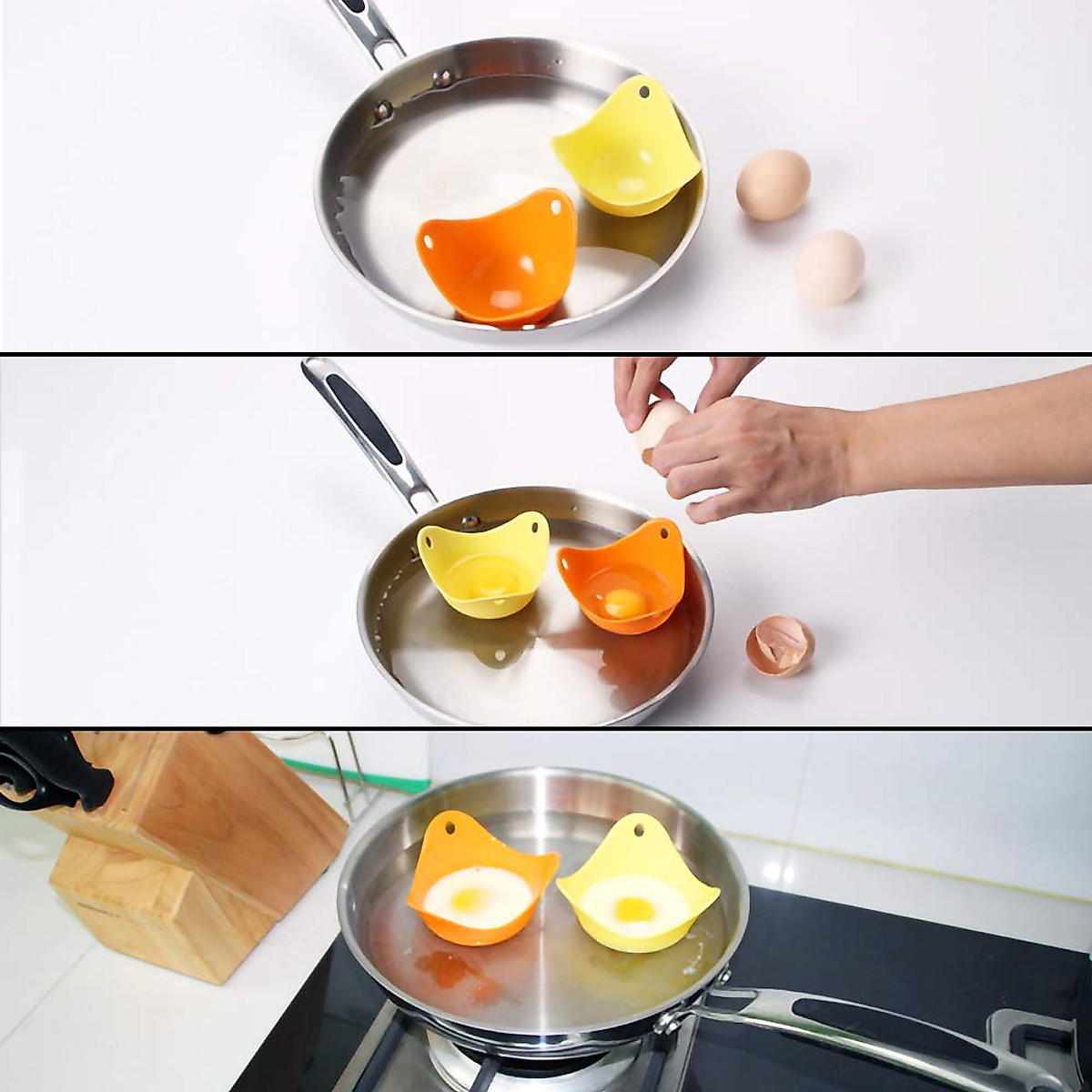 Winkeyes 4pcs Silicone Egg Poacher Cups Poach Pods Work with Egg Poacher Pan, Cookware, Boiler Steamer, Microwave