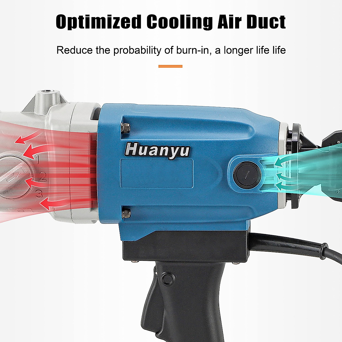 Huanyu Speed Variable Core Drill Rig Handheld Wet Drilling Machine for Boring Diamond Concrete (φ190 3 Scale Speed Regulation)