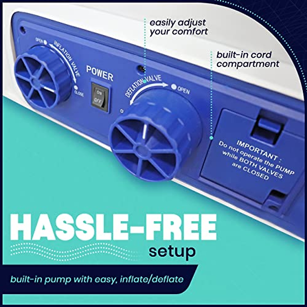 EnerPlex Queen Air Mattress with Built-in Pump - 13 Inch Double Height Inflatable Mattress for Camping, Home & Portable Travel - Durable Blow Up Bed with Dual Pump - Easy to Inflate/Quick Set Up﻿