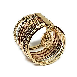 Fran & Co. Gold Plated Women's Tri-Color Virgin Mary Semanario Ring Virgen de Guadalupe Anillo (7)