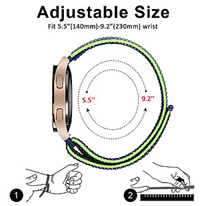 Amzpas Quick Release 20mm Watch Band Nylon Loop 20mm Watch Strap, Nylon Breathable Replacement Band for Samsung Galaxy Watch 40mm 44mm
