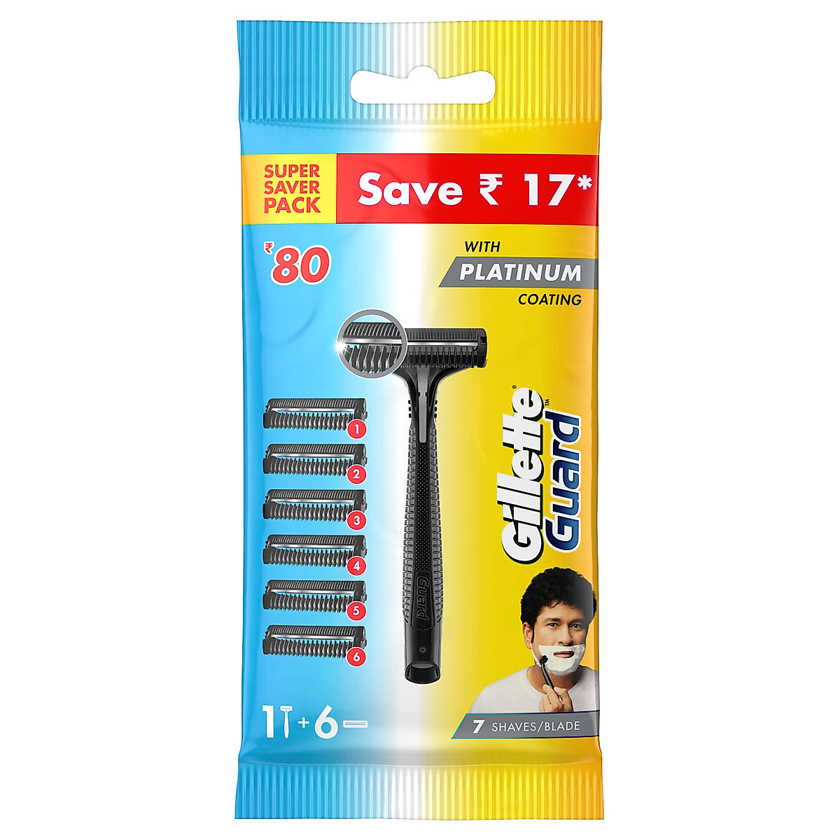 Gillette Guard Manual Shaving Razor Blades - 6 Cartridges, 1 Razor
