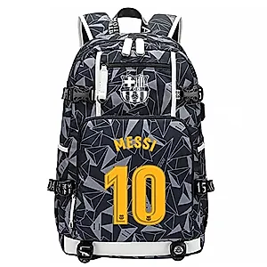KBIKO-zxl Teen Boys Lionel Messi Backpack Soccer Star Bookbag Classic Travel Knapsack with USB Charging Port for Student