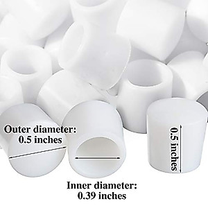 Door Stop Bumper Tips 0.39 Inch Door Rubber Stop Bumper Replacement Stopper Tips Caps for Door and Wall Protection, White (20 Pieces)