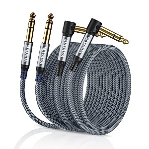 AkoaDa 1/4 inch TRS Audio Cable (2Pack 15FT), 6.35mm Male Jack Balanced Stereo Cord,6.35 Instrument Interconnect Wire for Electric Bass,Keyboard,Mixer,Amplifier/Amp,Speaker,etc
