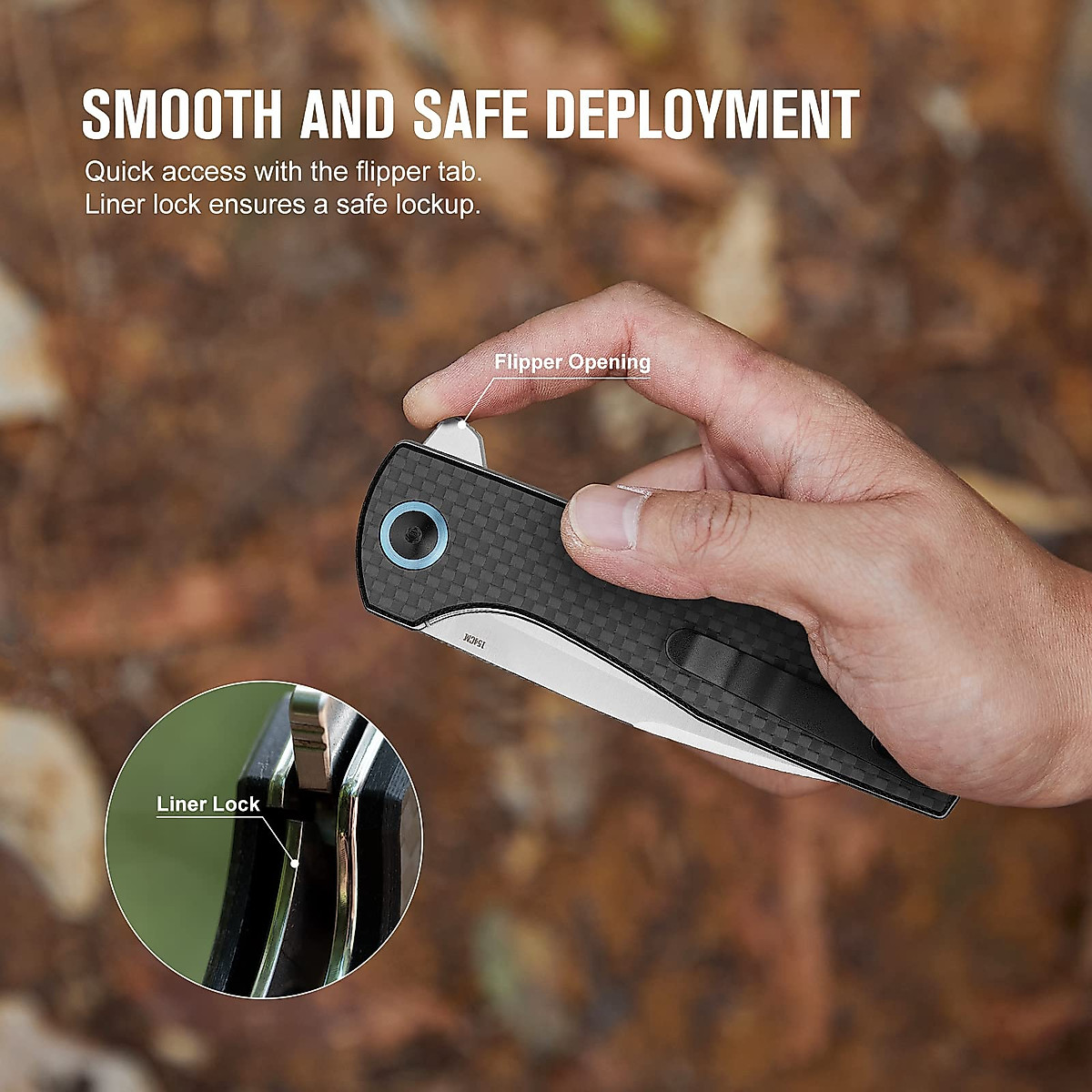 OKNIFE Freeze 2 EDC Knife with Carbon Fiber Overlay Handle Bundle with Freeze 2 Folding Pocket Knfie with Copper Handle