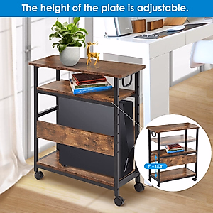 TooCust Computer Tower Stand with Wheels, Adjustable PC Tower Stand Computer Floor Stand CPU Stand, Movable PC Cart Computer Tower Floor Stand PC Stand for Under Desk (Rustic Brown)