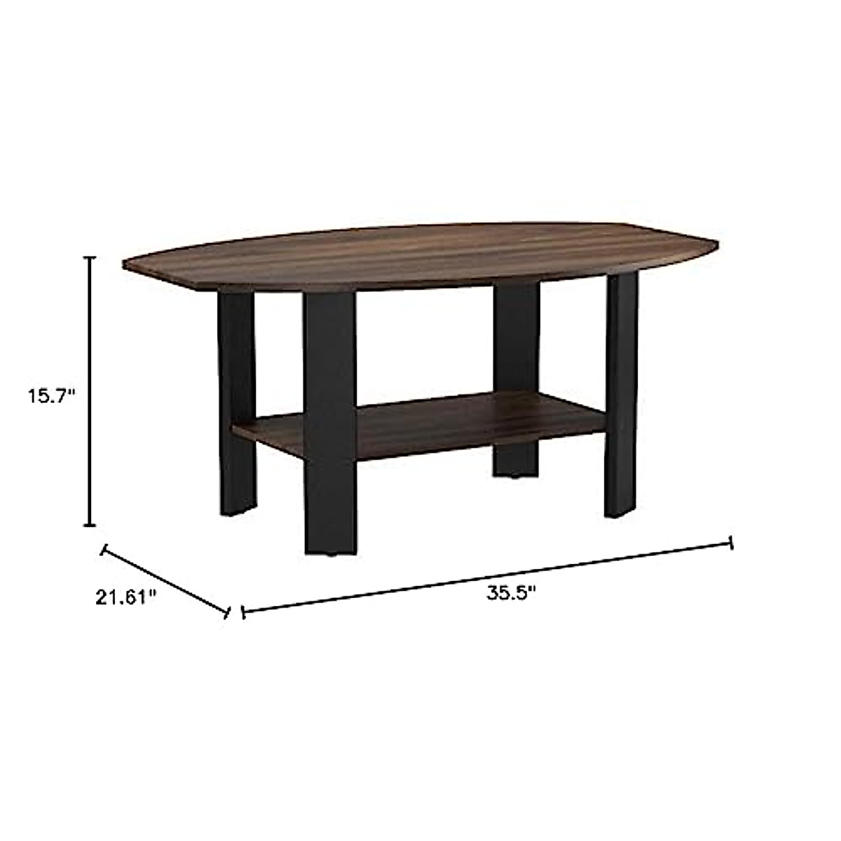 Furinno Simple Design Coffee Table, Columbia Walnut/Black