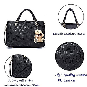 Women Printing 4Pcs Top Handle Satchel Hobo Handbag Set Middle Tote +Purse +Shoulder Bag+Card Holder Yellow