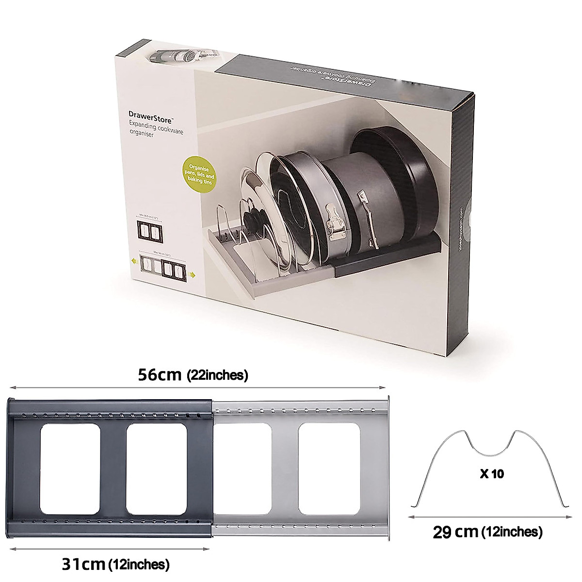 DIFENLUN 10 Adjustable Compartments Pot and Pan Organizer, Pot and Pan Organizer, Kitchen Cabinet Pantry Baking Utensil Organizer for Cutting Boards, Plates, Baking Utensils