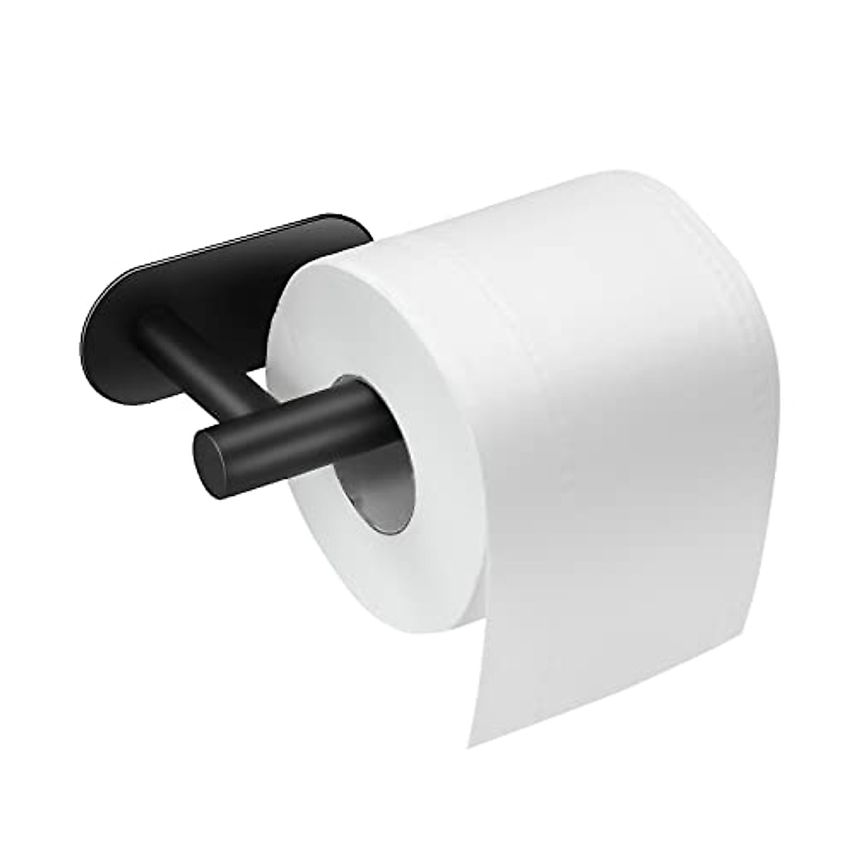 Simtive Adhesive Toilet Paper Holder, No Drilling Stainless Steel Toilet Roll Holder, Stick on Wall for Bathroom and RV, Matte Black