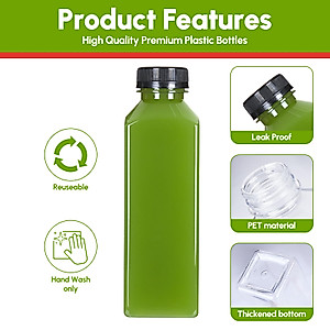 The Buyer Choice 144pcs 16oz Plastic juice containers with lids Bulk Reusable juice Bottles for juicing with Black Tamper Evident Lids, Disposable Empty Clear Bulk Beverage Containers for smoothies
