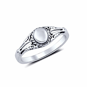 SILVERCLOSEOUT Rhodium Plated Sterling Silver Womens Half Dome Victorian Filigree Ring - Size 11