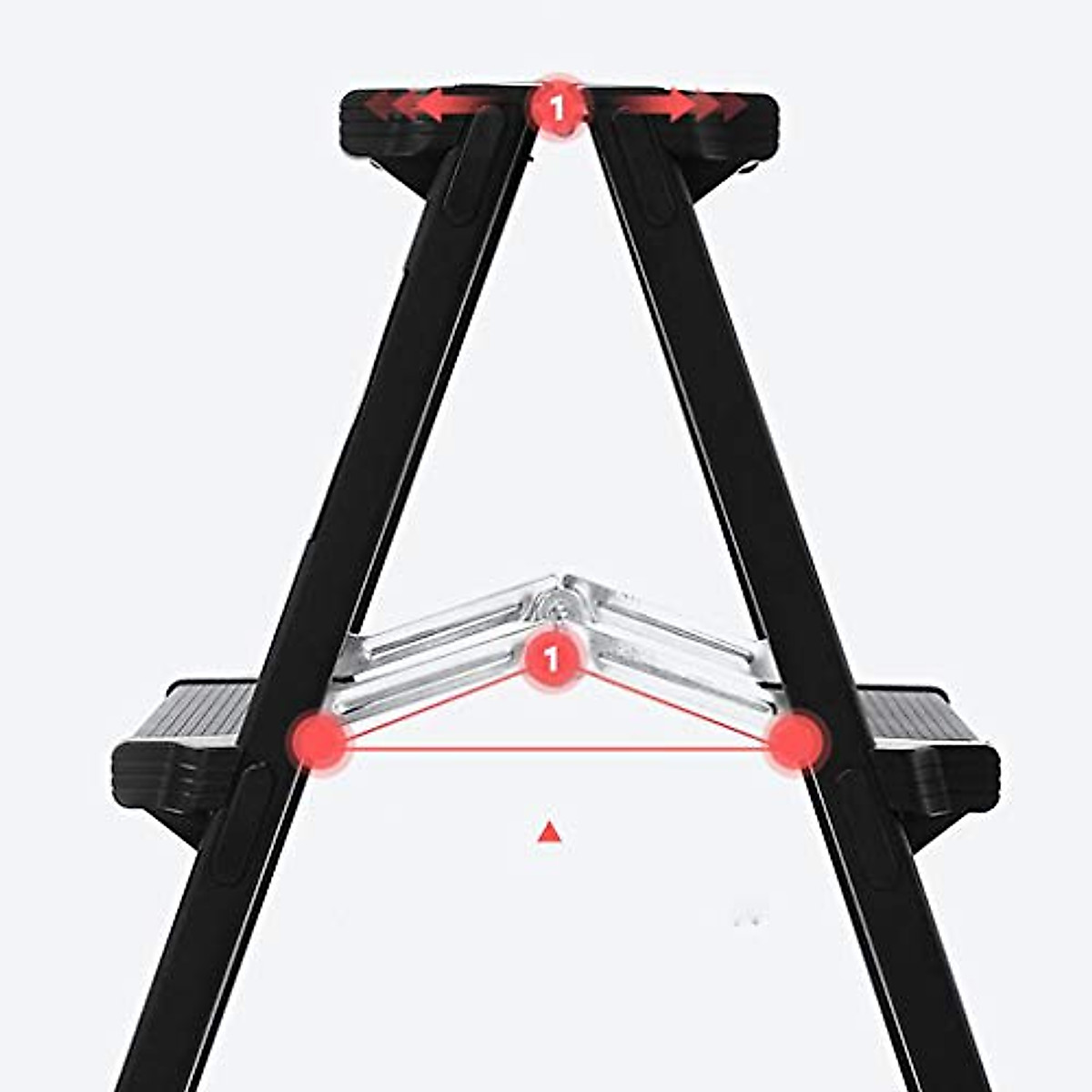 PENGJIE Folding Ladder Step Stool Ladder Stool 2 Step Folding Aluminum Heavy Duty Steel Portable Anti Slip Mat Tread Compact 150 Kg Capacity