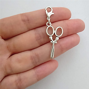 WYGUYO 3 Pcs Mini Scissors and Ball of Yarn Charms with Lobster Clasp for Bracelet, Handbags, DIY Key Chain, Tool Clip on Charm