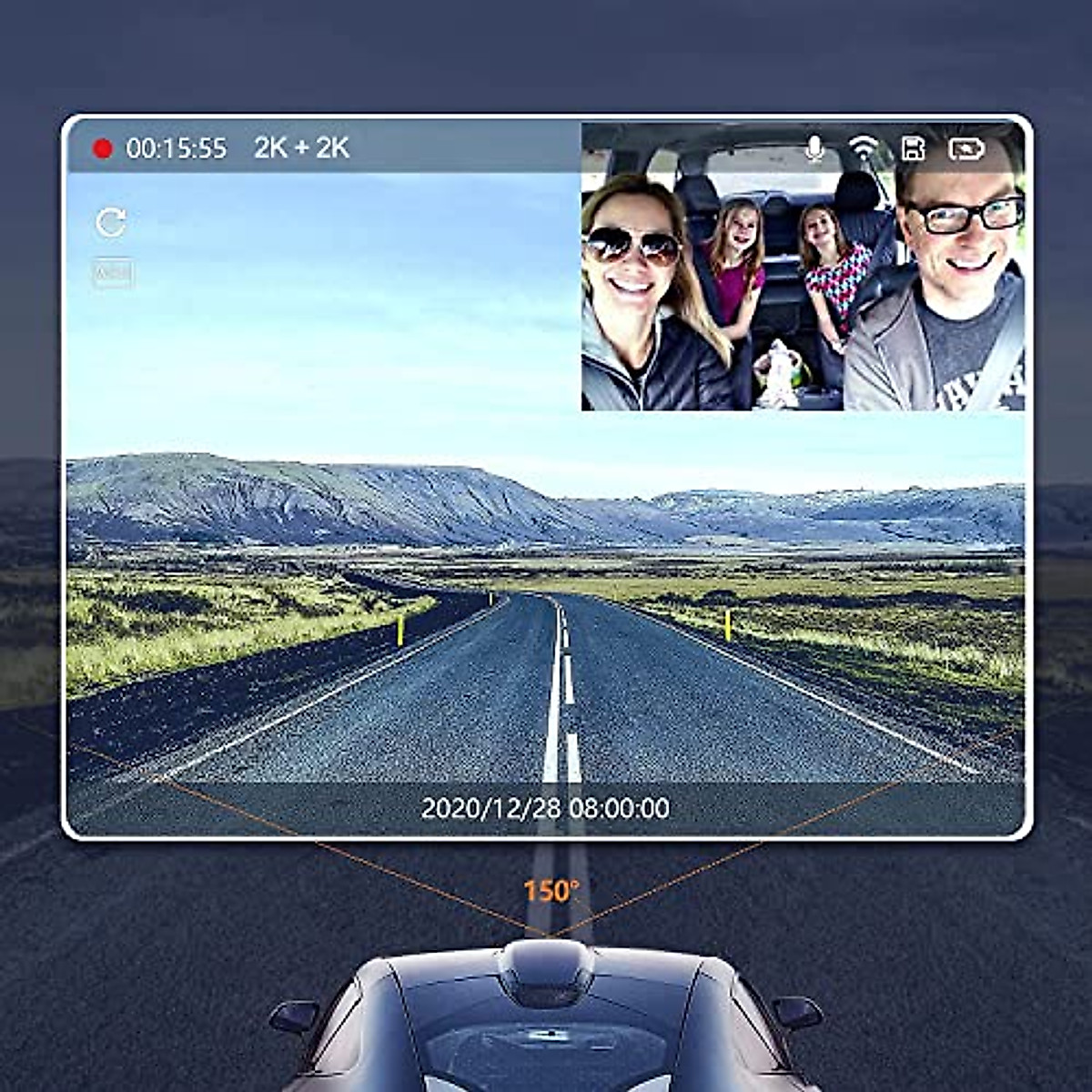 PRUVEEO 1440P + 1440P Dual Dash Cam Built-in GPS and WiFi Front and Inside, 4K 2160P for Cars Taxi, 24H Parking Monitor, Infrared Night Vision, G-Sensor, 2.0" LCD Loop Recording Car Camera