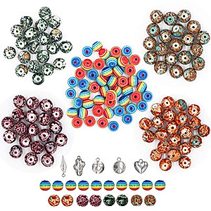 EuTengHao 702Pcs Lava Beads Stone Rock Beads Rainbow Striped Beads Kit with Chakra Beads Cloisonne Beads Spacer Beads Bracelet String Cord for Diffuser Essential Oils Adult Jewelry Making Supplies