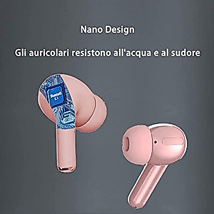 CosyFame Wireless Bluetooth Earbuds, True Stereo Headsets in-Ear, 30H Playtime & Charging Case, Built-in Mic Earphones Premium Sound, Touch Control, IPX5 Waterproof Sport Headphones, pink-a2