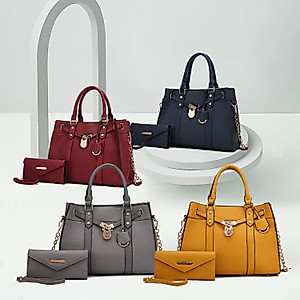 MKF Crossbody Tote Bag for Women & Wristlet Wallet Purse Set – PU Leather Top-Handle Satchel Shoulder Handbag Navy