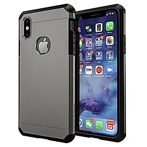 ImpactStrong Compatible with iPhone X Case/iPhone Xs Case, Heavy Duty Dual Layer Protection Cover Heavy Duty Case Designed for iPhone X/Xs 5.8 inch (2018) - Gun Metal