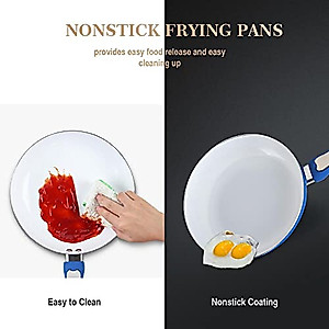 FGY 6 Pieces Nonstick Frying Pan Set with Induction Bottom - 8 inch Omelet Pan, 9.5 inch & 11 Fry Pans with Glass Lids - Dishwasher Safe (Blue)