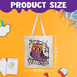 JOYIN 3PCS 13.75” Large Halloween Tote Treat Bags for Trick or Treating, Halloween Goodie Candy Bags, Reusable Canvas Gift Bags for Kids Party Favor Supplies, Snack Grocery Bags with Handles