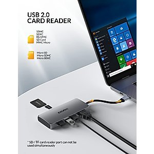 USB C Hub Multiport Adapter, Docking Station 6 in 1 USB-C Hub Adapter [4K HDMI-Compatible Output Port / 3 USB-A Ports/TF/SD Slots] Compatible with MacBook/ChromeBook/Surface Go/USB C Device