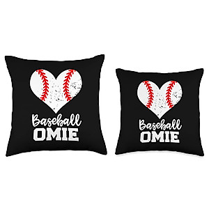 Baseball Omie January Funny Baseball Heart Grandma Omie Throw Pillow, 18x18, Multicolor