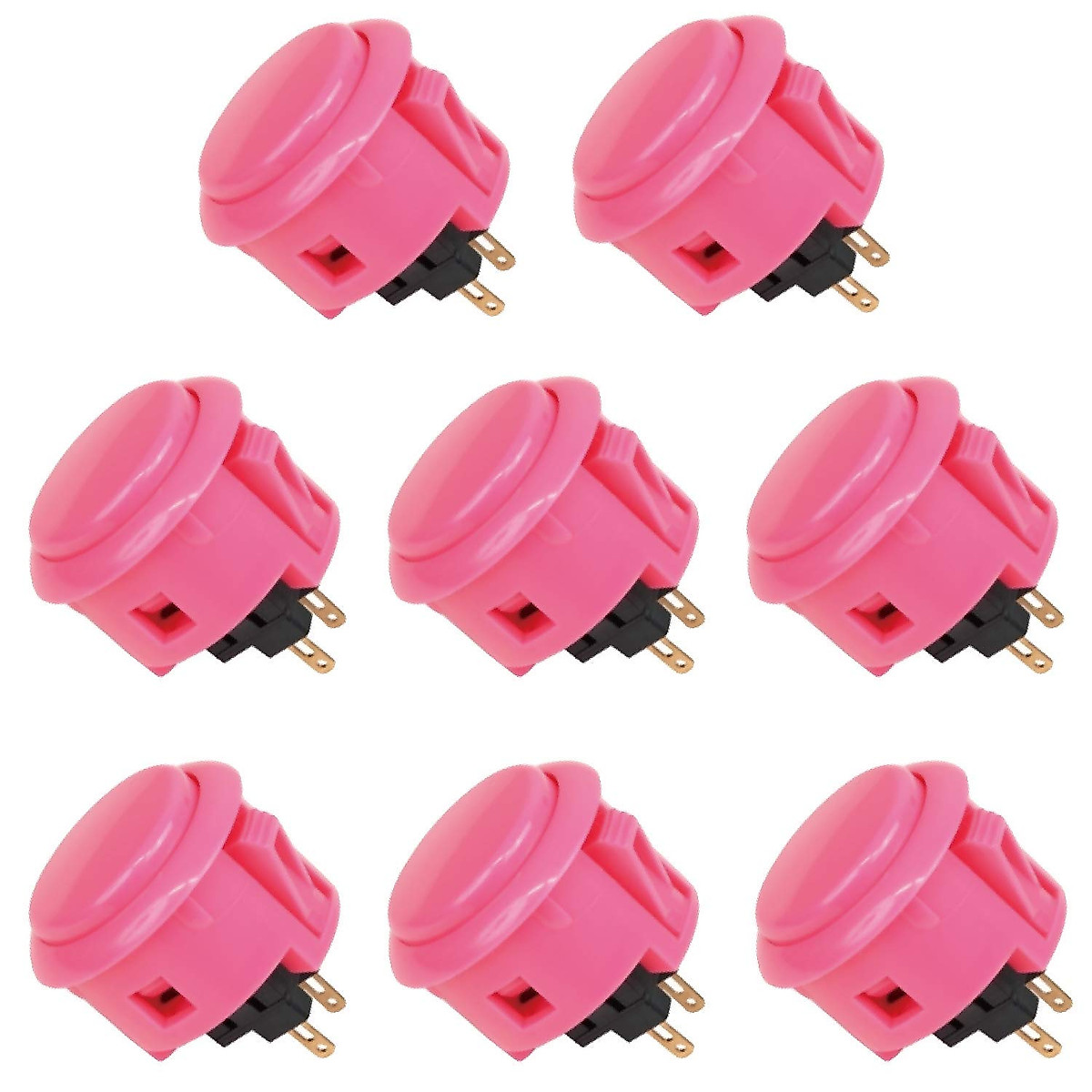SANWA JLF-TP-8YT Joystick + Sanwa 8 pcs OBSF-30 Push Button Bundle Kit Pink - for Arcade Game 4 & 8 Way Adjustable, Compatible with Catz Mad SF4 Tournament Joystick (Pink Ball Top) S@NWA