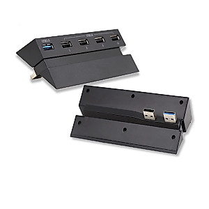 LinaLife PS4 USB Hub 3.0-5-Port USB 3.0 & 2.0 Extension Adapter for PlayStation 4 ps4 Not for PS4 Slim, PS4 PRO Edition Gaming Console