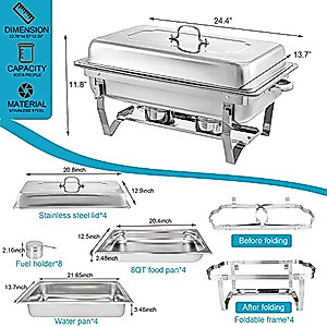 Chafing Dish Buffet Set 4 Packs,8 Quart Stainless Steel Foldable Rectangular Chafing Full Size Food Pan,Chafing Servers With Covers buffet servers and food warmers for parties wedding outdoor banquet