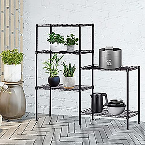 Kennkari 5 Tier Adjustable Metal Shelf Organizer Rack for Pantry/Laundry/Bathroom/Kitchen/Dorm, 3 Tier Small Interlocking Wire Storage Shelves, Free Standing Shelving Unit
