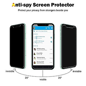 HATOSHI 2 Pack Privacy Screen Protector for iPhone 11 with 2 Pack Camera Lens Protector, [Anti-spy Tempered Glass] Case Friendly Anti-glare Protective Glass Screen Saver for iPhone 11 6.1-inch, Black