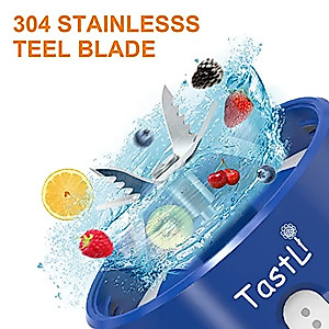 TastLi Portable Blender, USB Rechargeable, Travel Mini Personal Blender for Shakes and Smoothies, with 17 oz Blender Bottles, Waterproof, Small Juicer Cup Mixer Electric Smoothie Blender Maker (Dark blue)