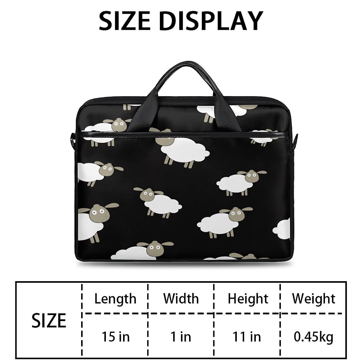 Sheep Laptop Computer Bag Waterproof Shoulder Messenger Bag 13-15 inch Durable Laptop Tote Bag with Shoulder Strap Handle Lightweight Crossbody Briefcase